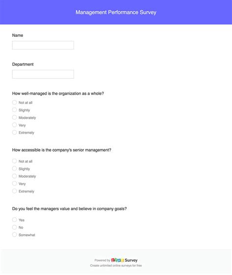 Management Performance Survey Questionnaire And Template Zoho Survey