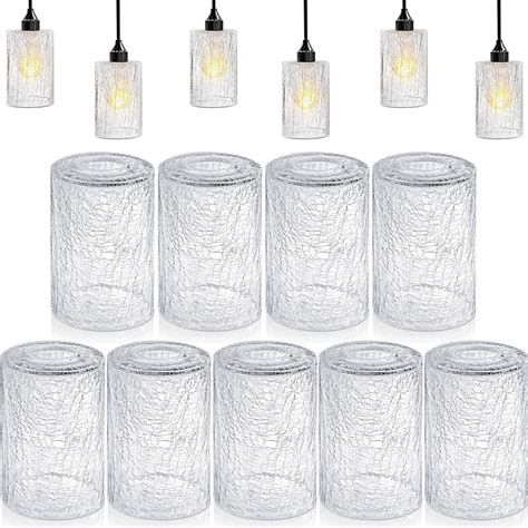 Retisee 9 Pcs Clear Seeded Glass Shade Cylinder Bubble Glass Lamp Shade