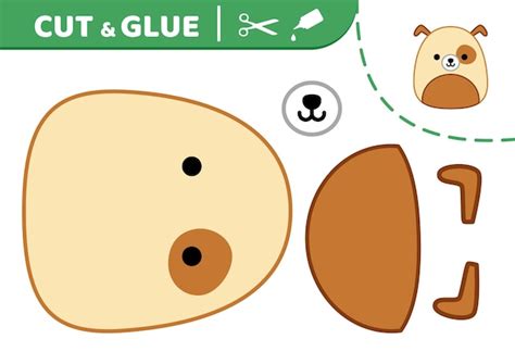 Cachorro Squishmallow Cortar E Colar Applique Paper Game Vector Vetor
