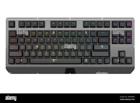 Realistic Computer Keyboard With Metallic Chrome Texture Isolated On