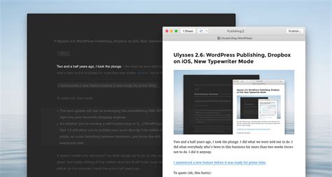 Ulysses Wordpress Publishing Dropbox On Ios New Typewriter Mode