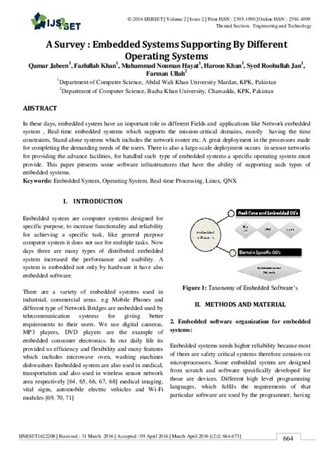 Pdf A Survey Embedded Systems Supporting By Different Operating Systems