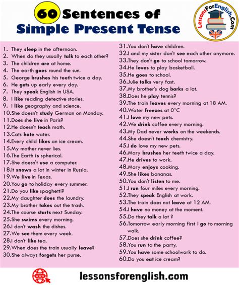 90 Sentences Of Simple Present Tense Example Sentences 52 OFF