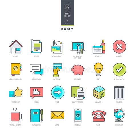Set Of Line Modern Color Icons For Business And Marketing Stock Vector