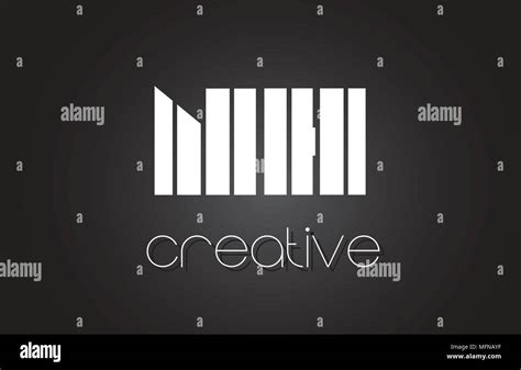 Nh N H Creative Letter Logo Design With White And Black Lines Stock