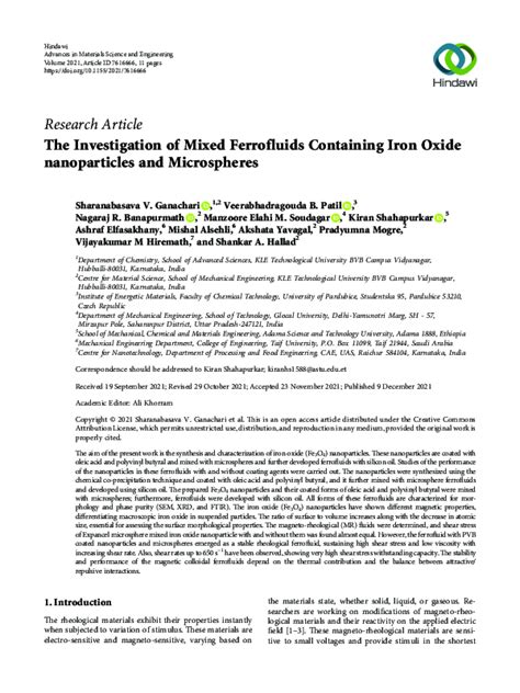 Pdf The Investigation Of Mixed Ferrofluids Containing Iron Oxide