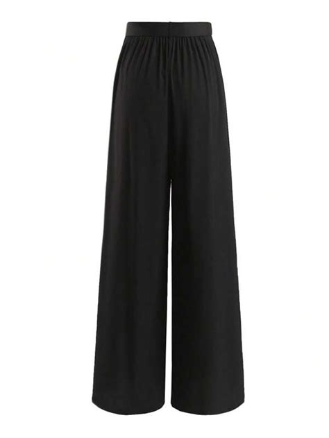 SHEIN LUNE Plus Solid Belted Wide Leg Pants SHEIN USA