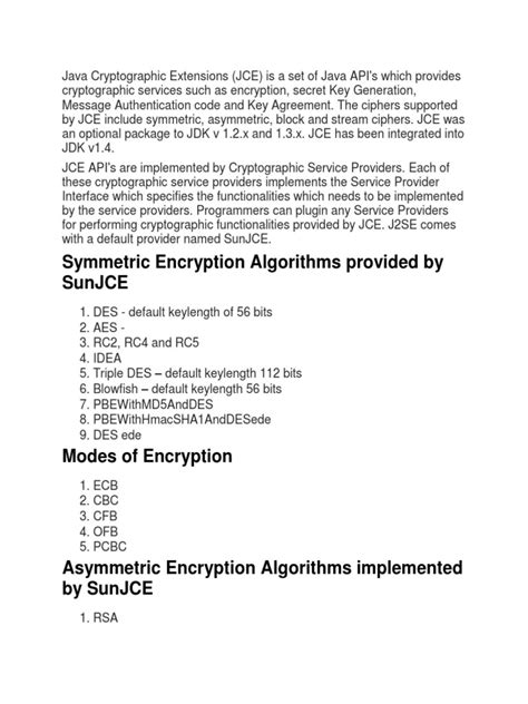 symmetric encryption algorithms provided by sunjce pdf military