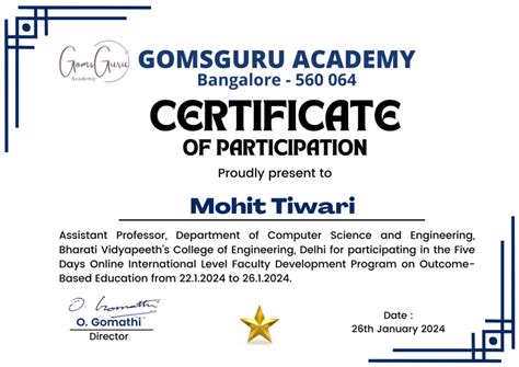 Pdf Certificate Of Participation Proudly Present To Mohit Tiwari