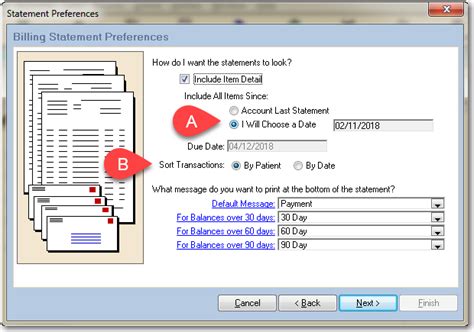 Eaglesoft Preferences Statements Tab