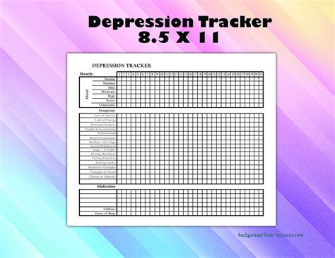 Printable Depression Mood Tracker Chart Etsy Singapore