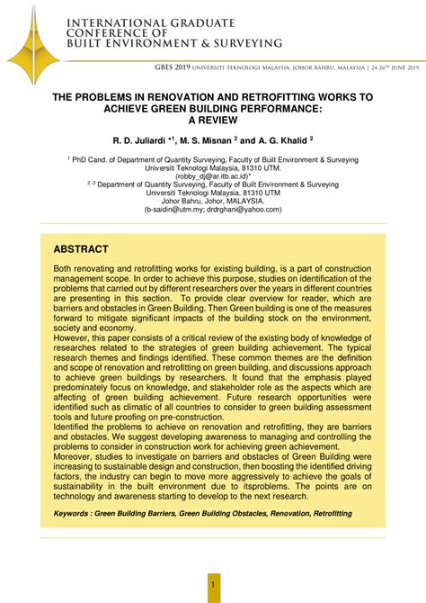 Pdf The Problems In Renovation And Retrofitting Works To Achieve