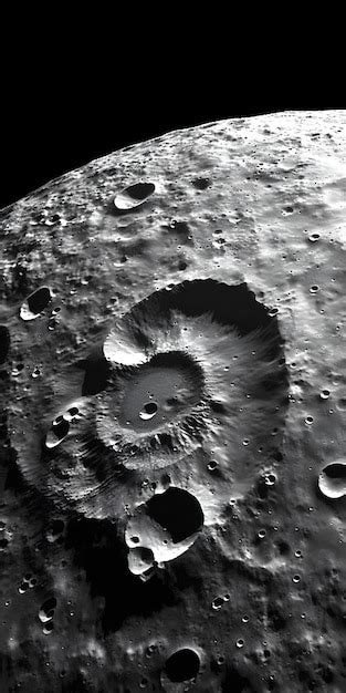 The Moon Is A Small Crater With A Spiral Pattern Premium Ai