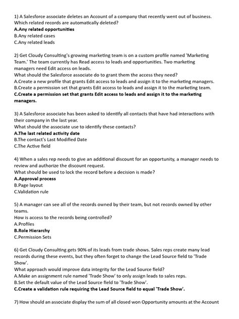 Salesforce Associate Frequently Asked Questions With Answers Pdf Comma Separated Values