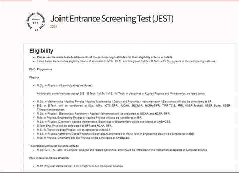 JEST 2025 Eligibility Criteria Check Age Limit Marks Required No Of Attempts Important Factor