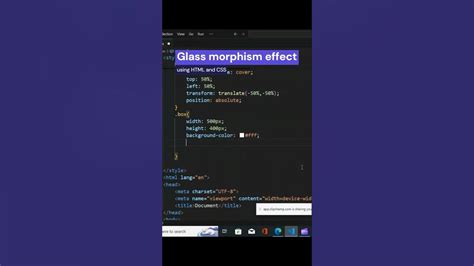 how to an easy create glass morphism effect using html and css 👍 shorts