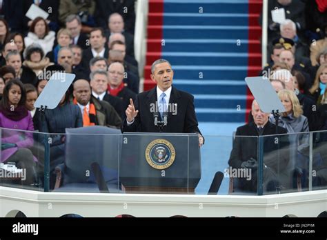 President Barack Obama Delivers His Inaugural Address After Being Sworn