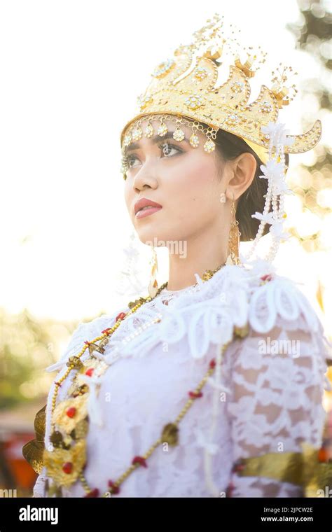 Beautiful Portrait Young Asian Woman Wearing Traditional Indonesian