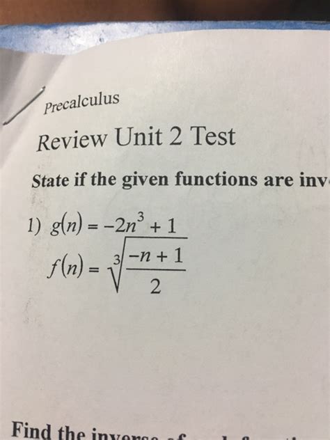 Solved Precalculus Review Unit Test State If The Given Chegg Com