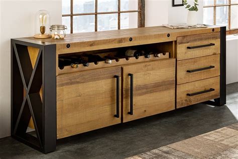 Riess Ambiente Sideboard Thor 195cm Vintage Braun Schwarz