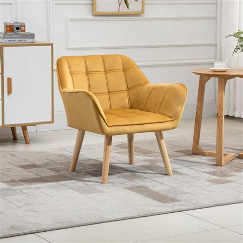 Homcom Armchair Accent Chair Wide Arms Slanted Back Padding Iron Frame