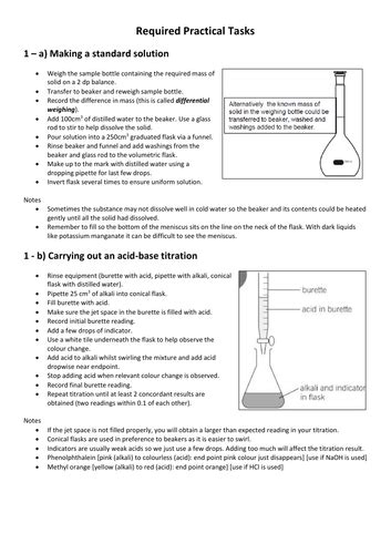 Aqa A Level Chemistry Required Practical Summary By Misshparker Teaching Resources Tes