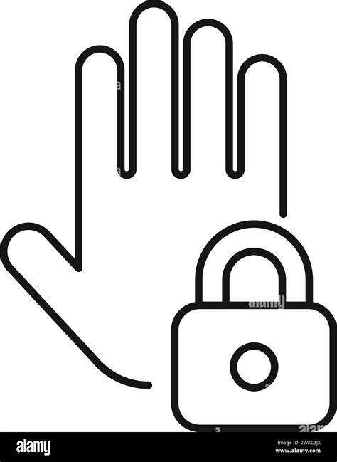 Locked Palm Scanning Icon Outline Vector Security Automatic Board
