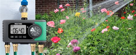 Restmo 4 Outlet Sprinkler Timer With Brass Inlet 4 Zone Programmable Water Timer