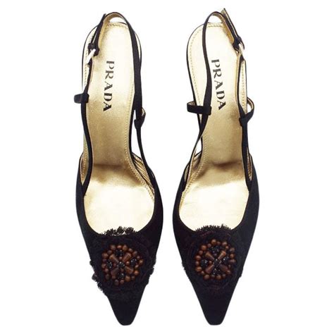 Prada Pink Bow Kitten Heel Slingback Sandals 395 At 1stdibs