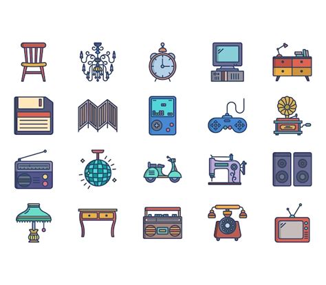 Premium Vector 70s And 80s Retro Style Icon Set