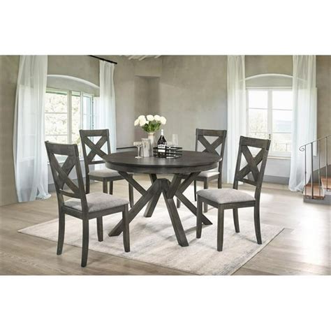 New Classic Furniture Gulliver 5 Piece Solid Wood Dining Set In Brown