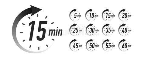 Timer Icons 1 Minute Vector Black Color Stock Vector Illustration Of