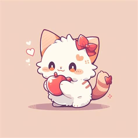 Premium Ai Image Cute Cat With Apple