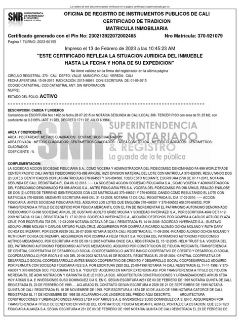 Certificado De Tradición Y Libertad Descargar Gratis Pdf Ley De