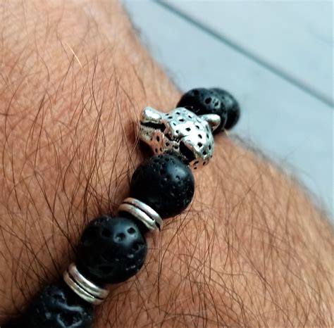 Tiger Men Bracelet Elastic Men Bracelet With Beads Men Etsy