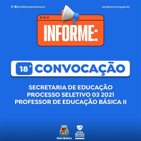 Prefeitura Municipal De Ouro Branco 18ª Convocação Secretaria De