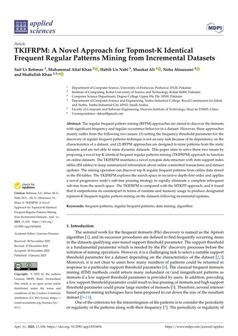 pdf tkifrpm a novel approach for topmost k identical frequent