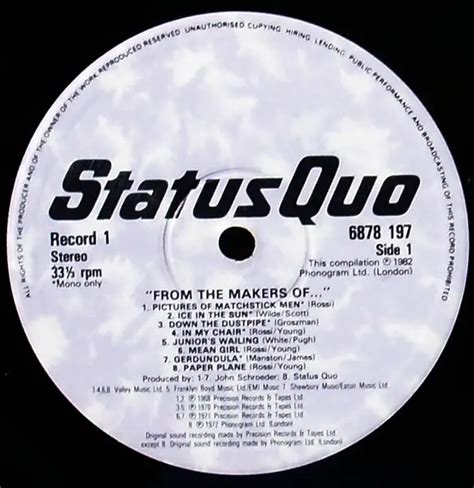 Status Quo From The Makers Of Vinyl Records LP CD On CDandLP