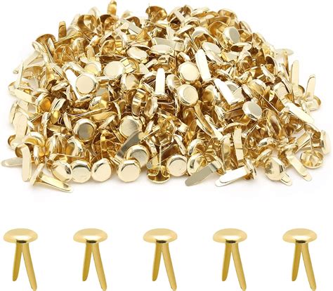 Metal Paper Fasteners Split Pins Pastel 8 X 12mm Gold Mini Round Brads