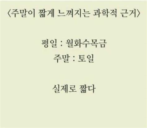 주말이 짧게 느껴지는 과학적 근거 인스티즈instiz 이슈 카테고리