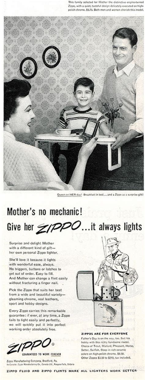 Special Mothers Day Retro Ad Zippo 1954