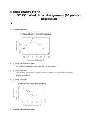 Week 6 Lab Assignmet Docx Name Charity Mann ST 351 Week 6 Lab