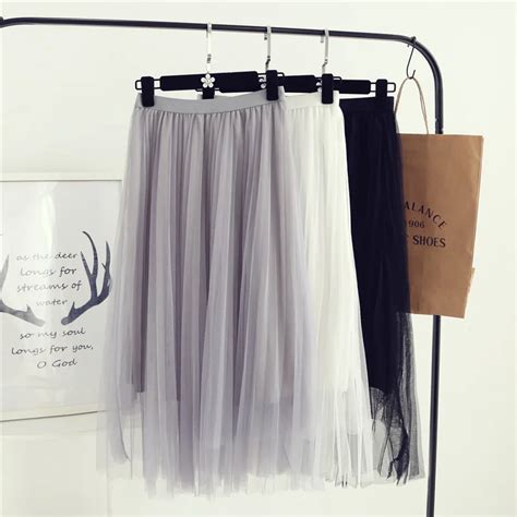 Tulle Women Skirts Adult Tulle Skirt Sweet Pleated Ankle Length Skirt