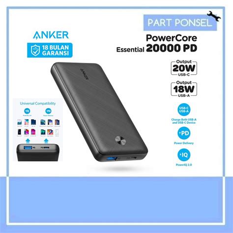 Jual Anker Powercore Essential 20000 mAh PD 20W Dual Port Powerbank ...