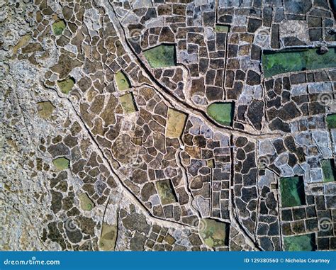 The Salt Pans Of Gozo Malta As Seen From A Drone Stock Photo Image