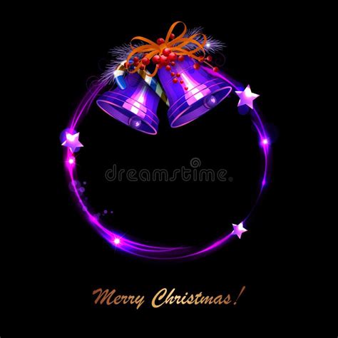 Design Component Christmas Wreath Of Fir Branches And Bells In Purple