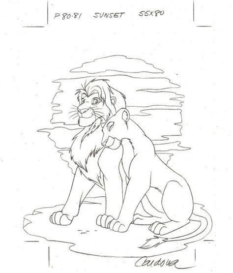 Simba And Nala In Love The Lion King Original Production Drawing