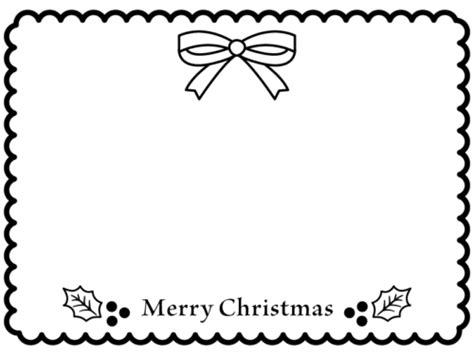 リボン付きのもこもこの白黒四角クリスマスフレーム飾り枠イラスト 無料イラスト かわいいフリー素材集 フレームぽけっと