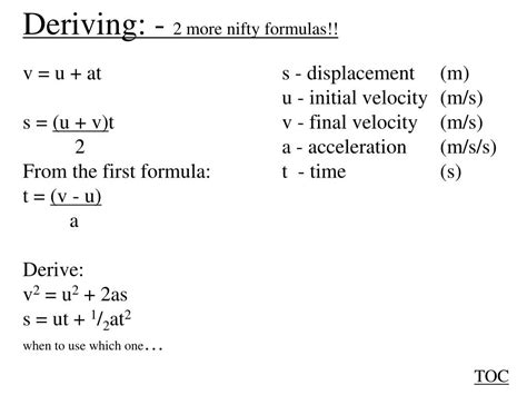 Physics Formulas Velocity And Acceleration