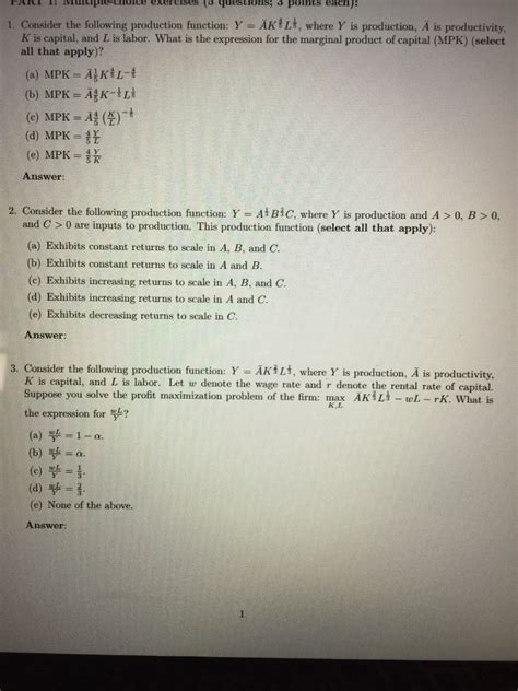 Solved Multiple Choice Exer Questions Points Each Chegg
